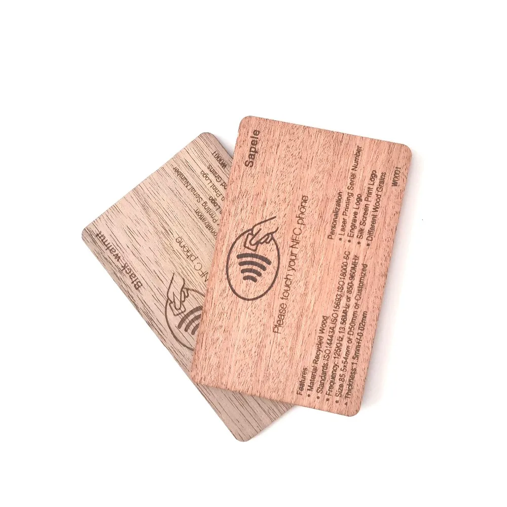 Programmable Bamboo Wood Business Cards Rfid Iso14443a Smart Ntag213 ...