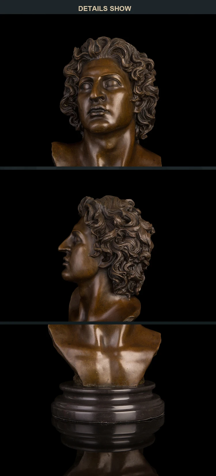 Famous Decorative Bronze Metal David Bust Sculpture Famous Roman David ...