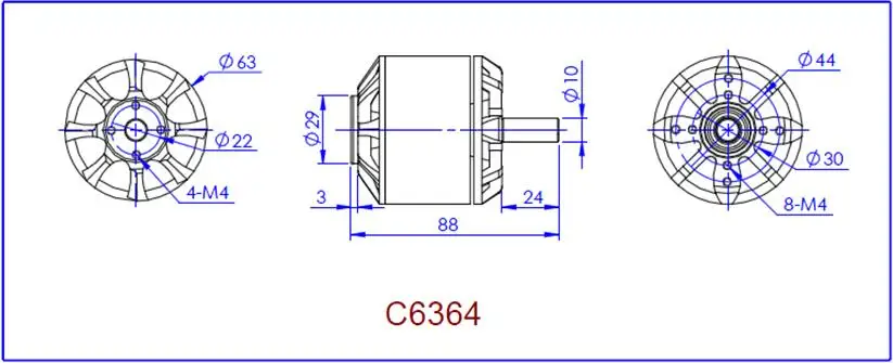 6364 190kv Brushless Motor for Electric Skateboards & Toys