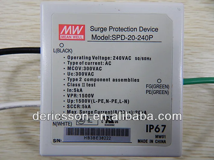 20ka Ac Surge Protection Device Spd-20-240p Mean Well Original - Buy Ac ...