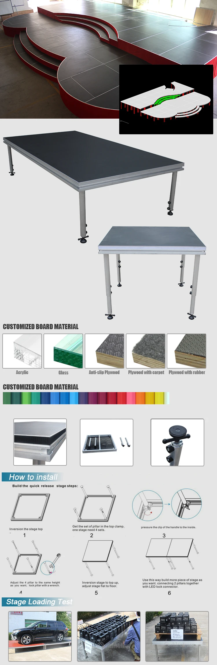 Durable Aluminium Frame Stage Speaker School Portable Light Stage ...