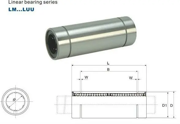 Long Type Lm8luu Linear Bearing,8 Mm Shaft Linear Motion Bearings ...