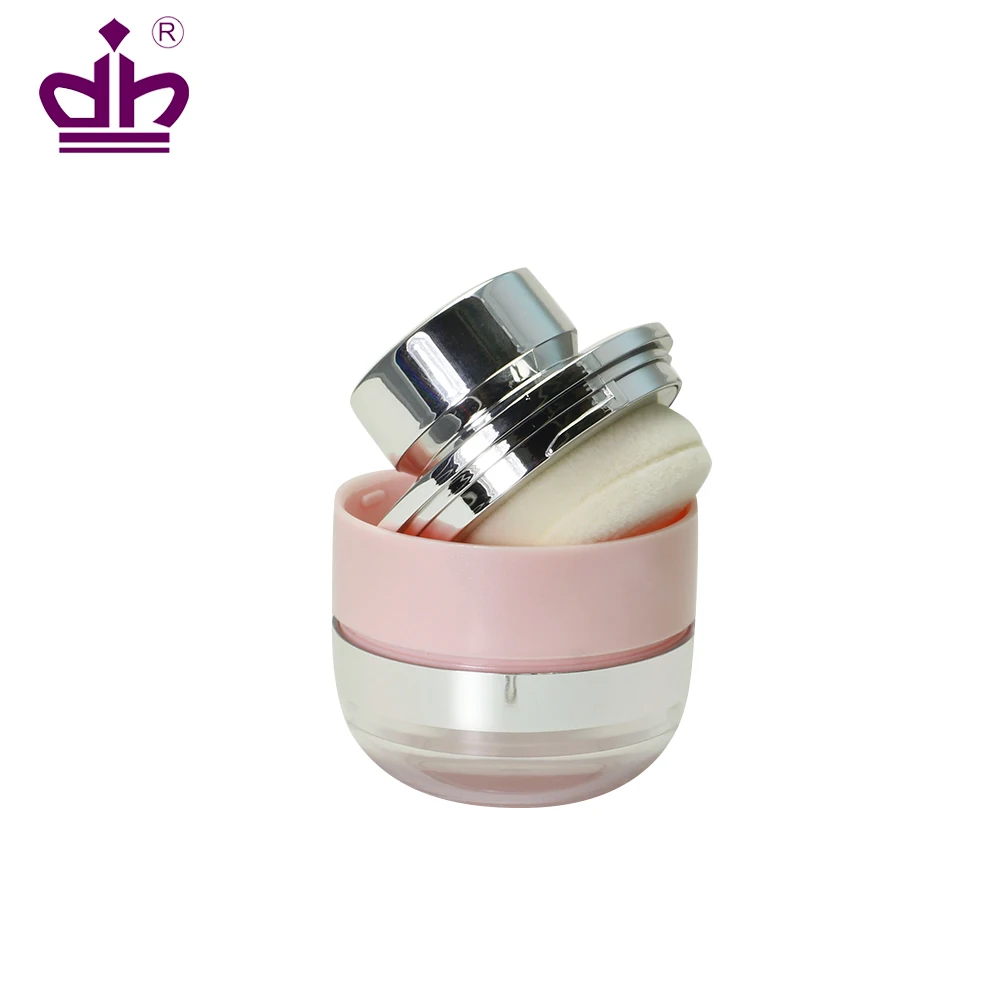 Pink Round Cosmetic Puff - Loose Powder Container Sifter Jar