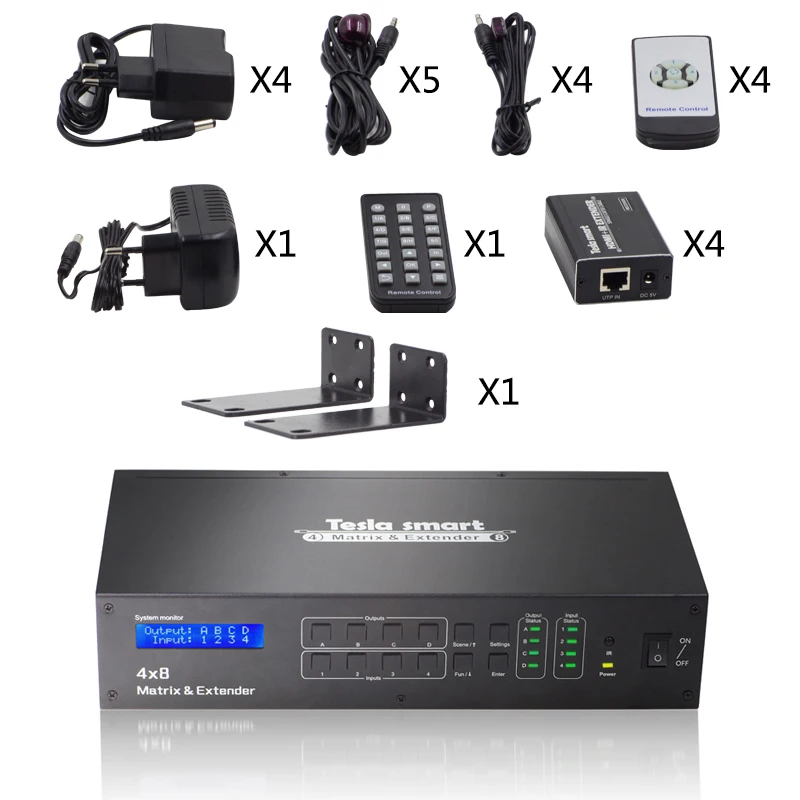 Smart 4x8 Edid Hdmi Matrix W/ Ir Extender 1080p@60hz Via Rs-232 - Buy ...