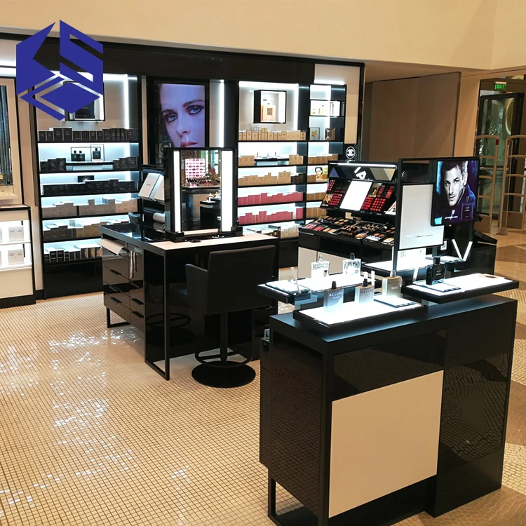 Modern Design Makeup Mac Cosmetic Display Stand Wood Cosmetic Display ...