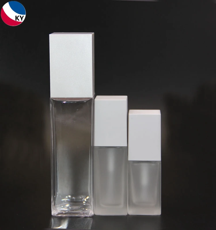 Cosmetic Square Frosted Clear White Rectangular Glass Bottle 30 Ml ...