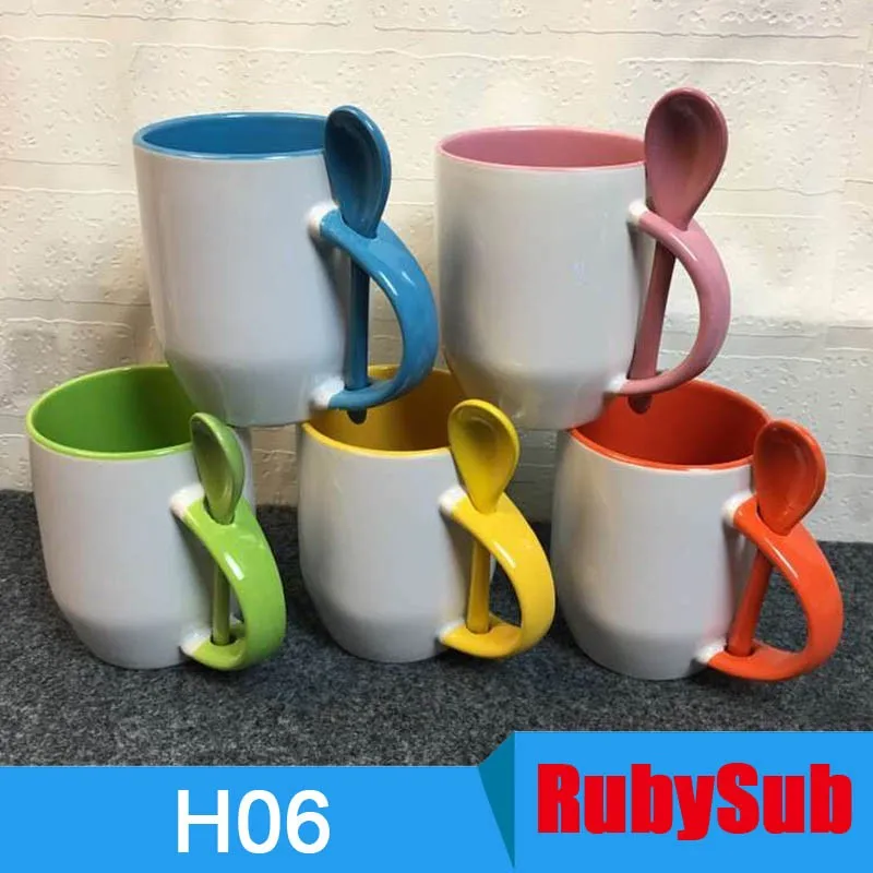 Sublimation Personalized Inner Color Coffee Cup 12oz Spoon Insert Mug ...