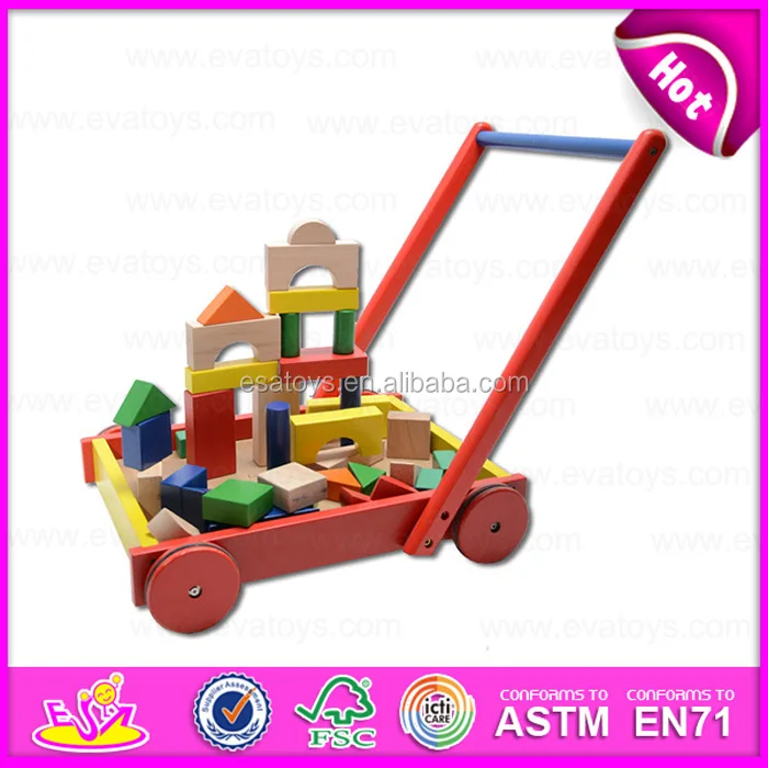 Pull And Push Wooden Toy Cart For Kids,Children Pull-along Wooden Baby ...