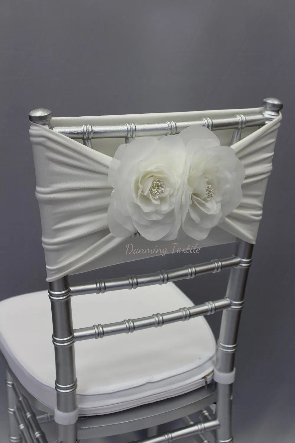 Fashion Spandex Lyrca Chair Band With Chiffon Flower Chair Sash Cover ...