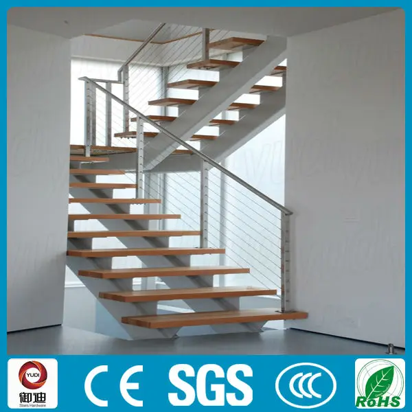 Open Riser Double Stringers U Shape Glass Tread Straight Commerical ...