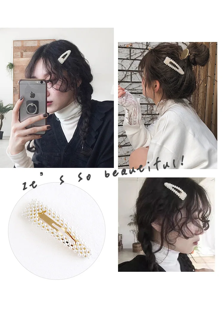 Fashion Bright White Pearl Girl Hair Clip Bangs Clip Women Hair ...