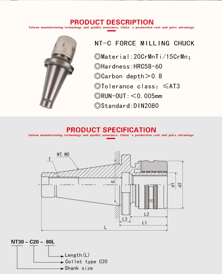Nt Tool Holder Nt40 Iso40 Din2080 C32 Power Multi-lock Titelock Milling ...