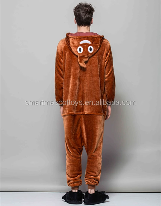 Grappig Halloween Cosplay Poep Onesie Pyjama Zachte Warme Dikke Flanel ...