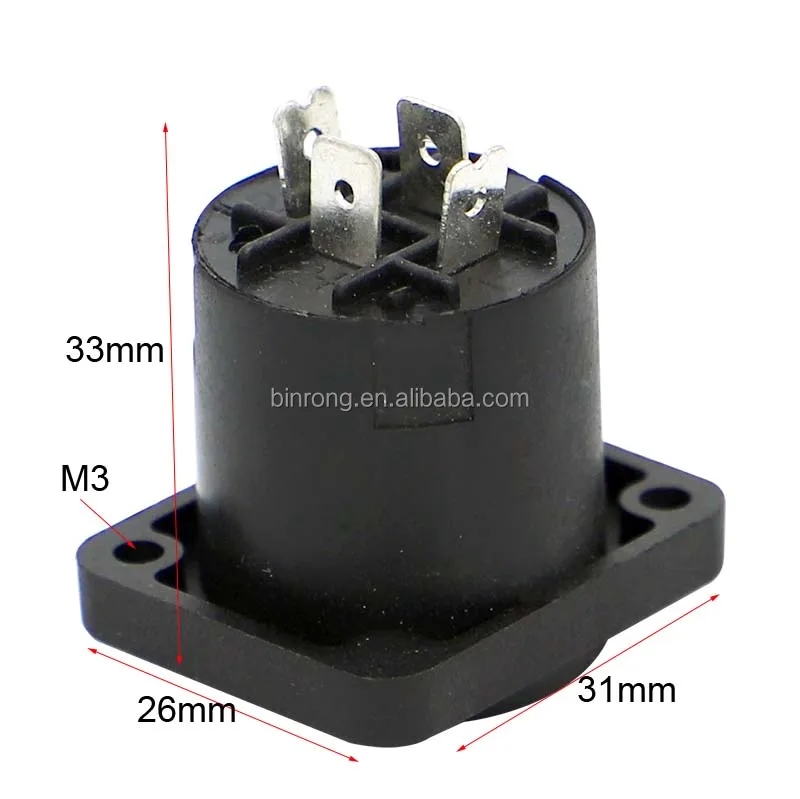 XLR 4pin Female Panel Chassis Mount Socket Audio Connector