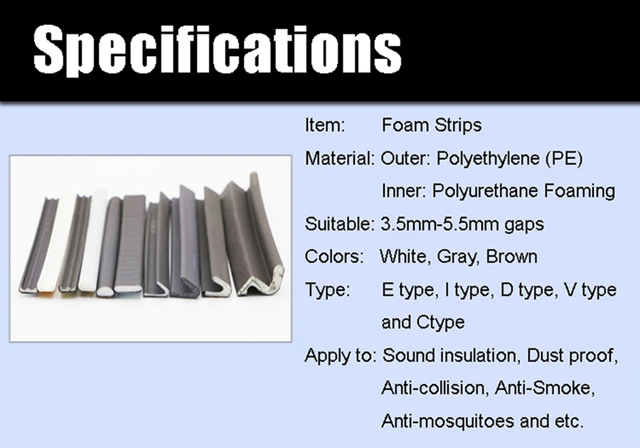 V 03 Self Adhesive Pu Foam Tape Cladding C Type Flexible Door Window ...