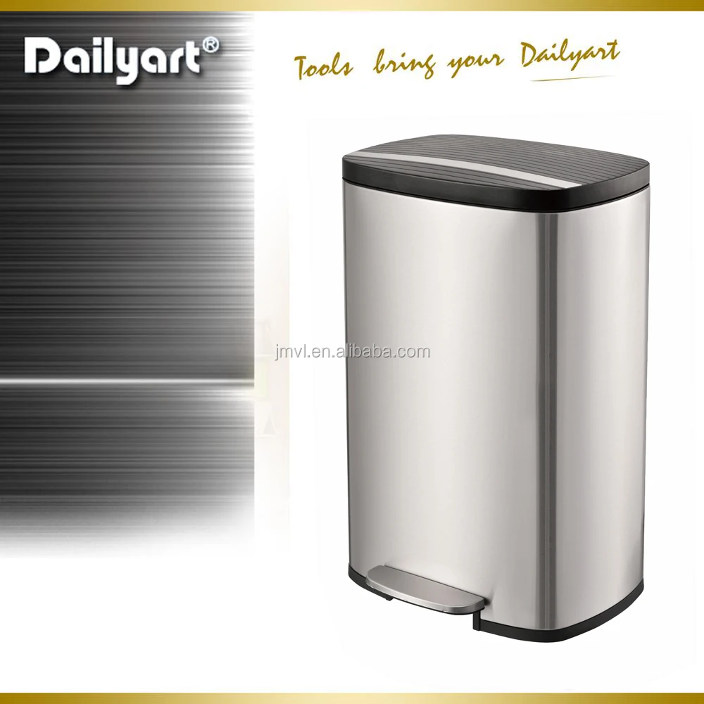 50l Square Standing Foot Pedal Stainless Steel Dustbin Metal Step Bin ...