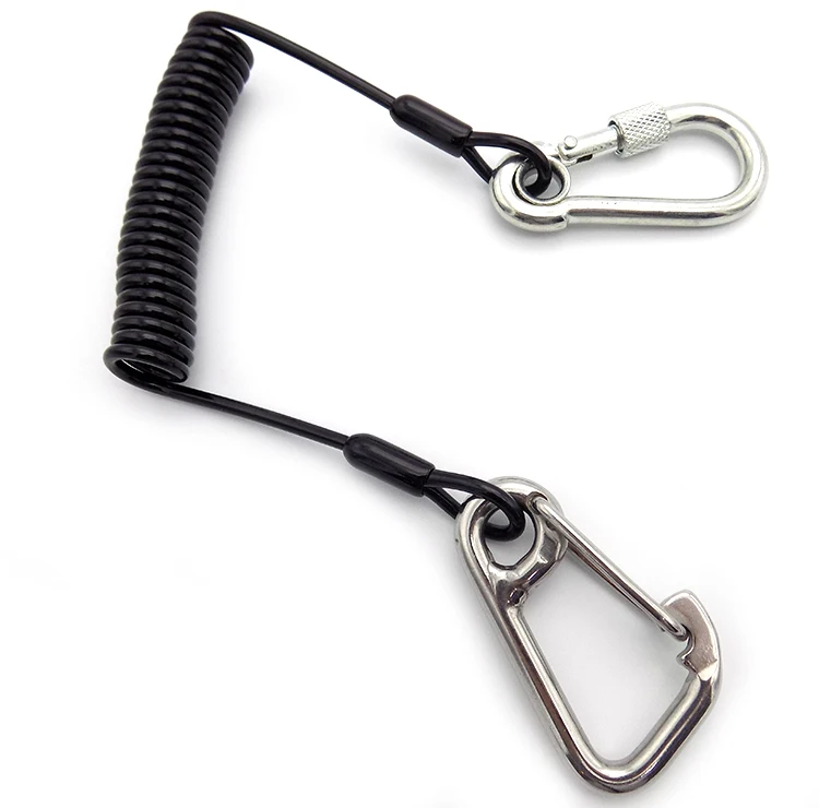 Elastic Black Stopdrop Safety Coiled Tether Spring Steel