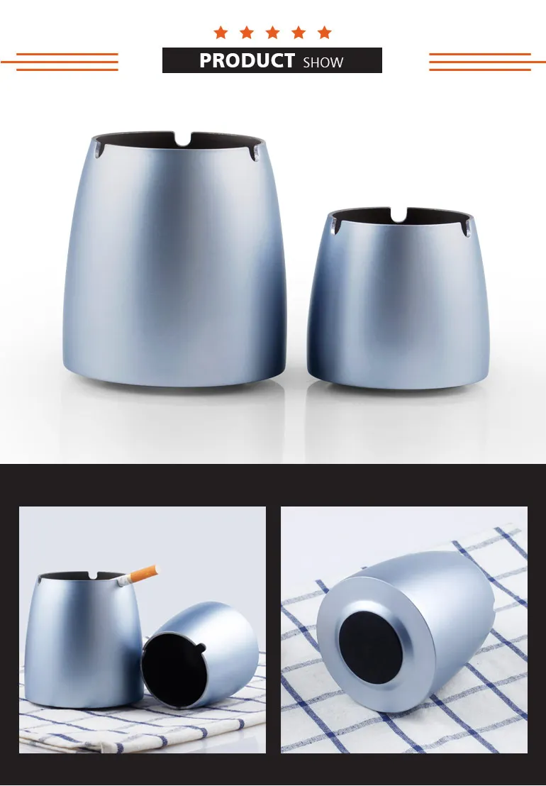 Round Custom Ashtray Ash Tray Stainless Steel Office Smokeless Ashtray ...