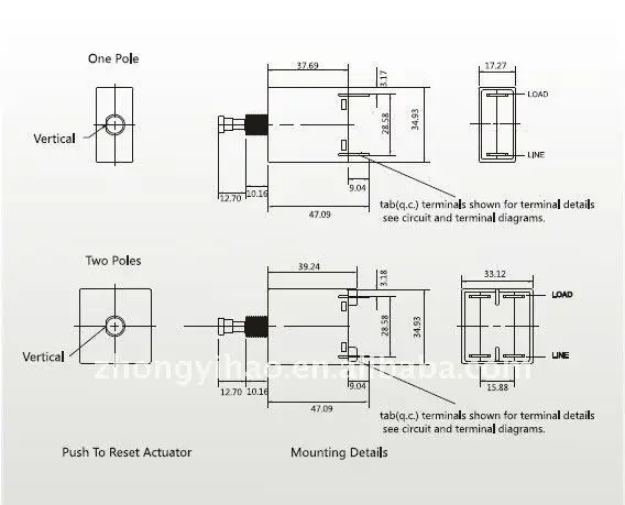 1p Push-pull Type Electrical Overload Circuit Breaker - Buy Circuit ...
