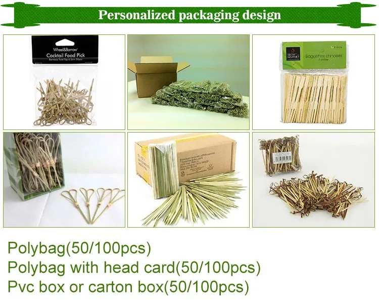 Knotted Picks Bamboo Cocktail Sticks Finger Food Loop Skewers - Buy ...