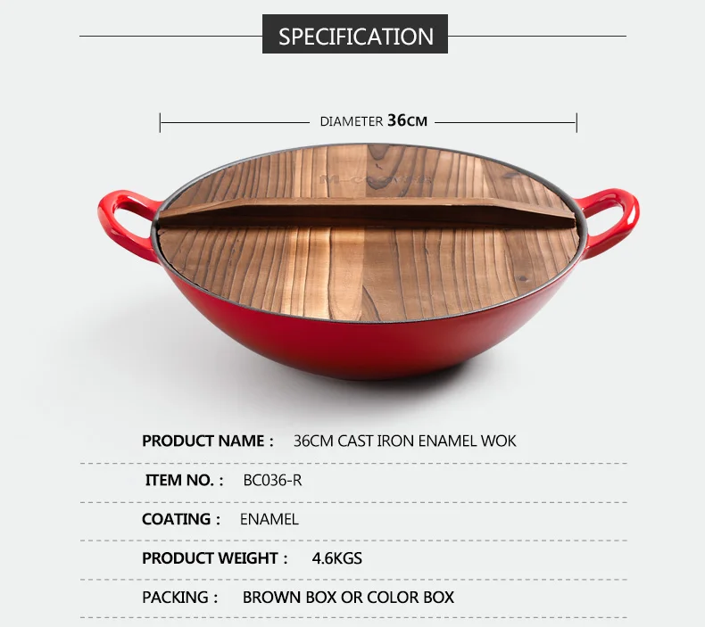 Enameled Cast Iron Gas Burner Woks With Two Ears - Buy Cast Iron Enamel ...