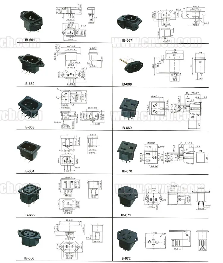 110V 220V Female Power Outlet Socket PCB Panel Mount 10A
