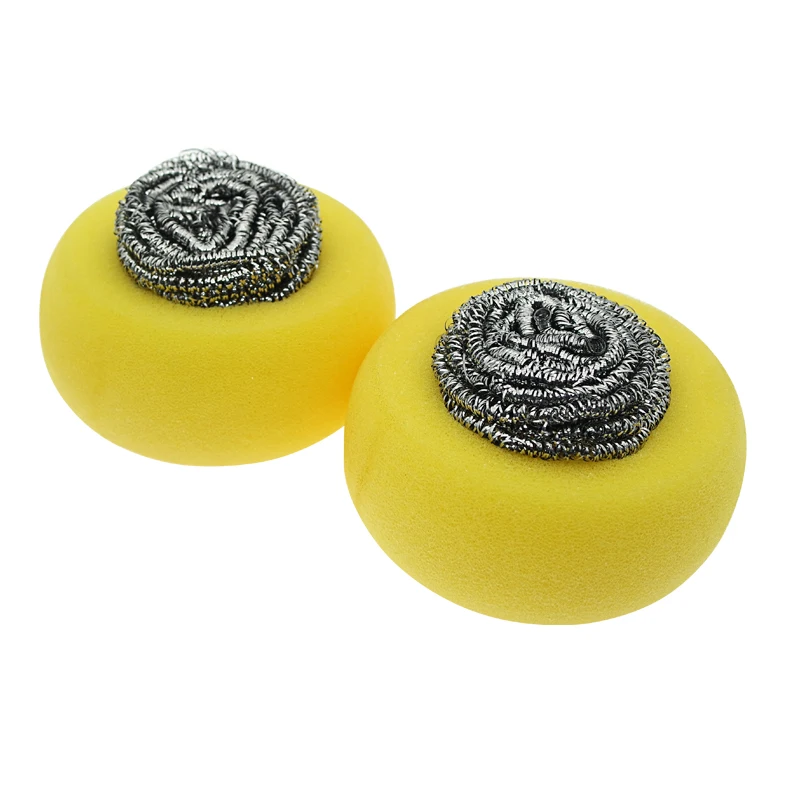 Round Kitchen Cleaning Stainless Steel Sponge Dish Scourer - Buy ...