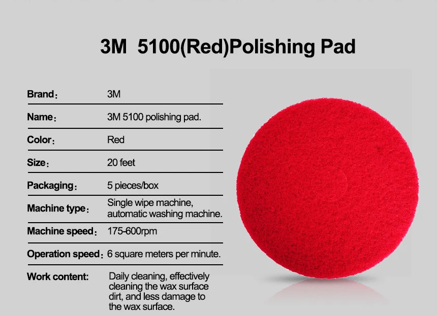 3m Red Floor Cleaning Scrubbing Pad Wet And Dry Diamond Hand Polishing ...