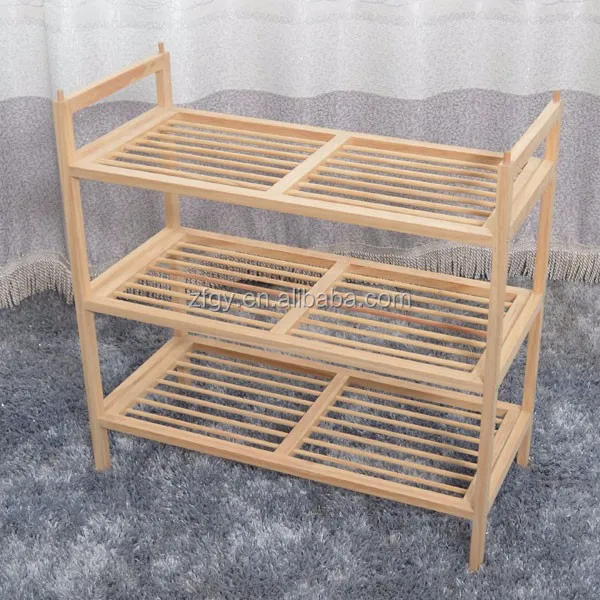 2 Tiers Pine Wood Shoe Display Stand Rack - Buy Shoe Stand,Wooden Shoe ...