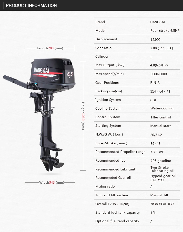 Hangkai 4 Stroke 6.5hp Chinese Outboard Motor - Buy Outboard Motor ...