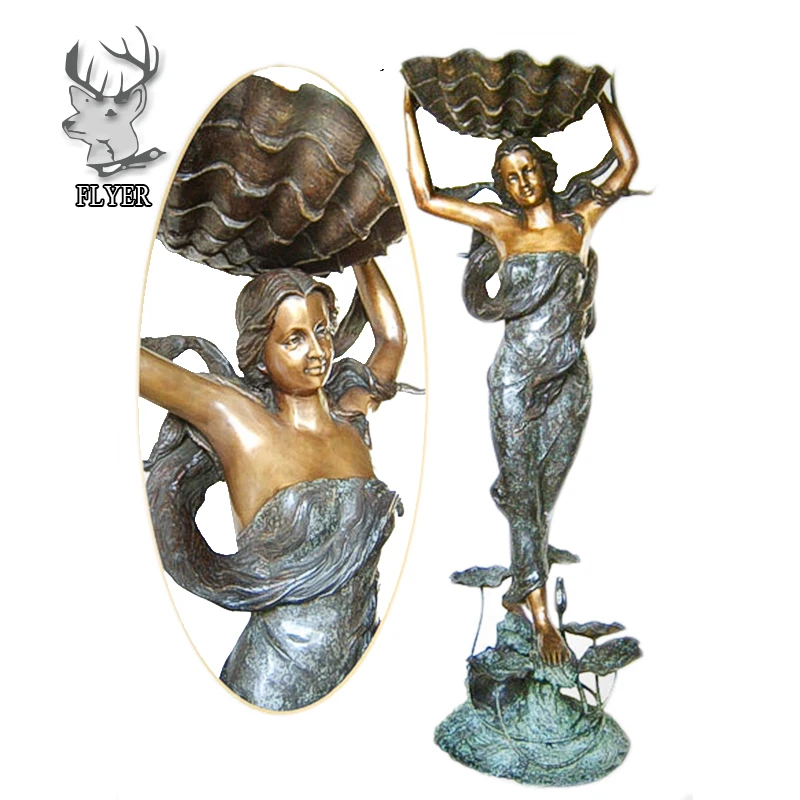 Garden Decoration Bronze Lady Water Fountain With Shell - Buy Bronze ...