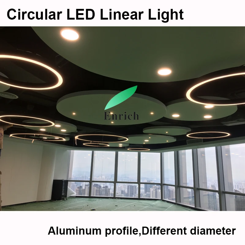 1.2m Size Round Ring Led Pendant Linear Light With Aluminum Profile ...