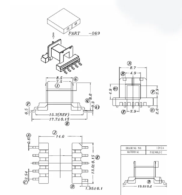 Ee12.6 Patch Smd Horizontal Single-slot Transformer Skeleton (5+5) Bakelite Skeleton,Patch ...