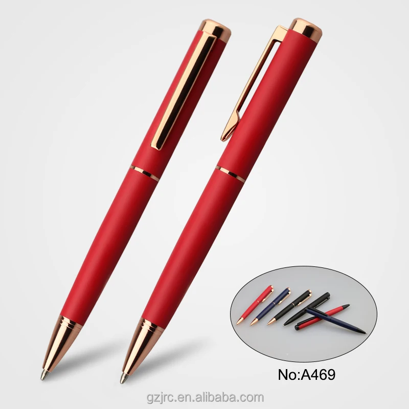 New Arrival Red And Rose Gold Metal Body Ballpoint Pens Fashion Pen For ...