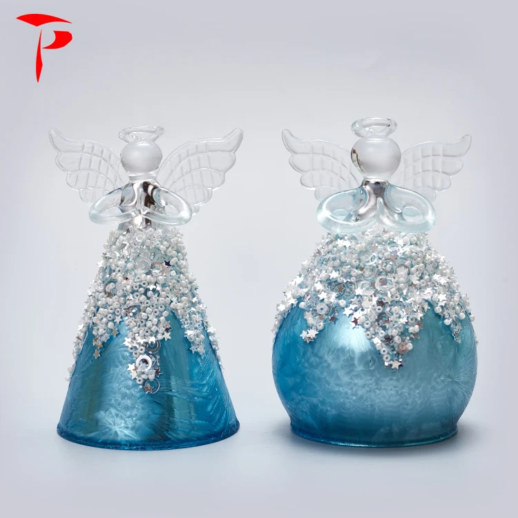 Handblown Glass Angel Christmas Ornaments Small Glass Angel Figurines ...