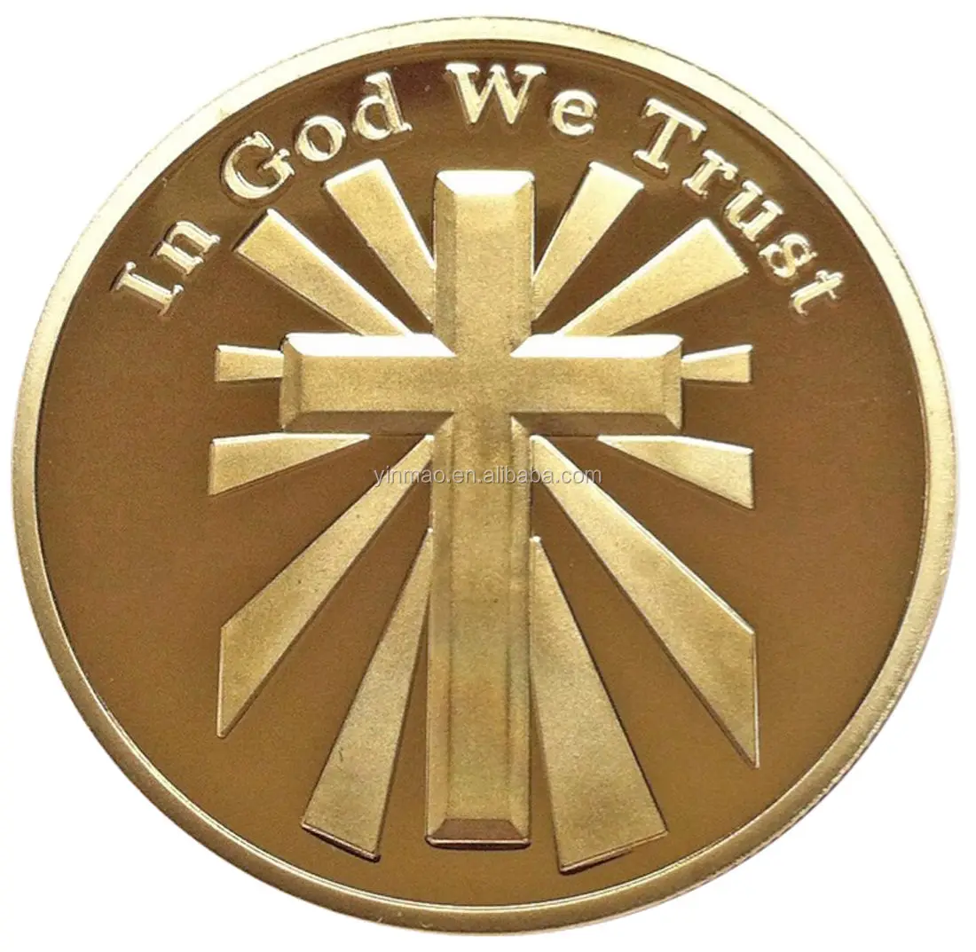 In God We Trust Evil Vs Good Gold Plated Coins,Cross Christian Faith ...