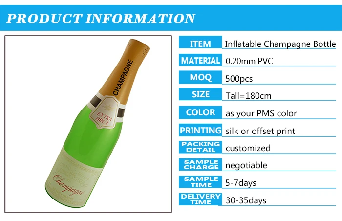 180cm Giant Inflatable Display Champagne Bottle Novelty Wedding Party ...