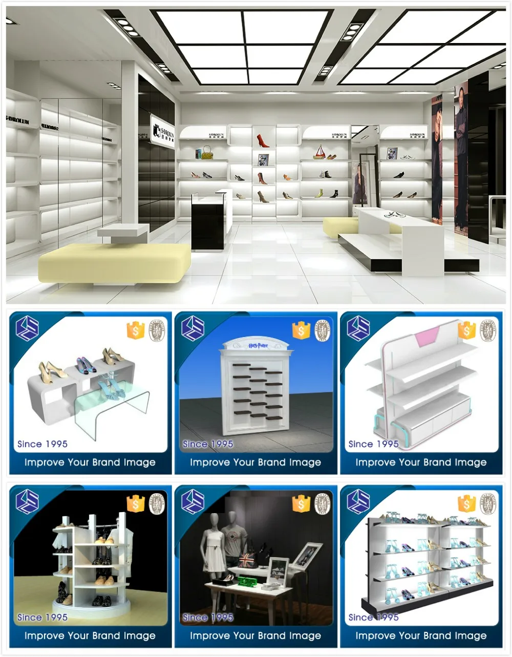 Shoes Showroom Design - Wooden Shoe Display Racks for Sale