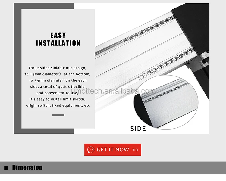 Umot High Speed 2 Meters Cnc Belt Driven Linear Actuator Guide Rail Module Linear Guide Rails ...