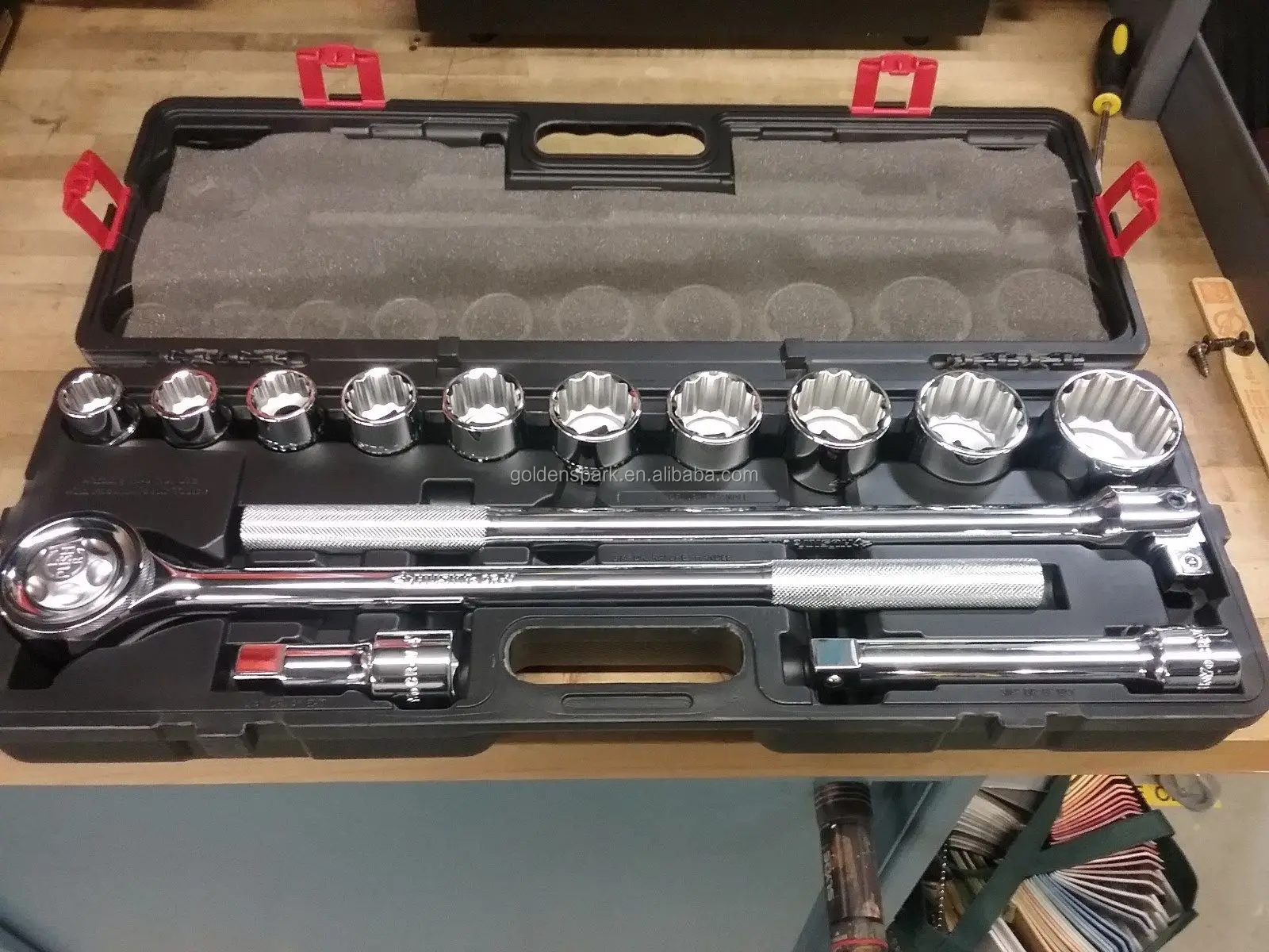 14 Piece 3/4" Drive 12 Point F. Socket Set Ratchet Handle Extension ...