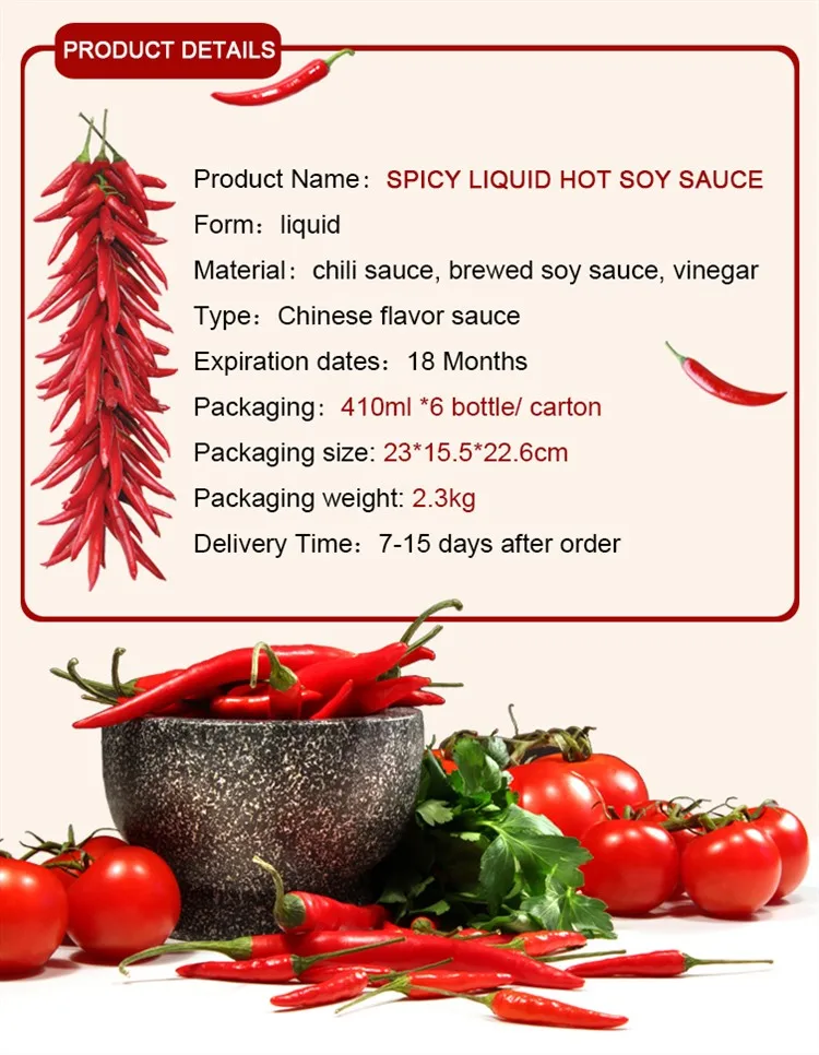 410g *6 Bottle Chili Liquid Seasoning - Spicy Hot Soy Sauce