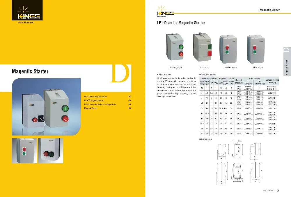 LE1-D09 9A 3 Phase Motor AC 220V230V Electric Magnetic Starter