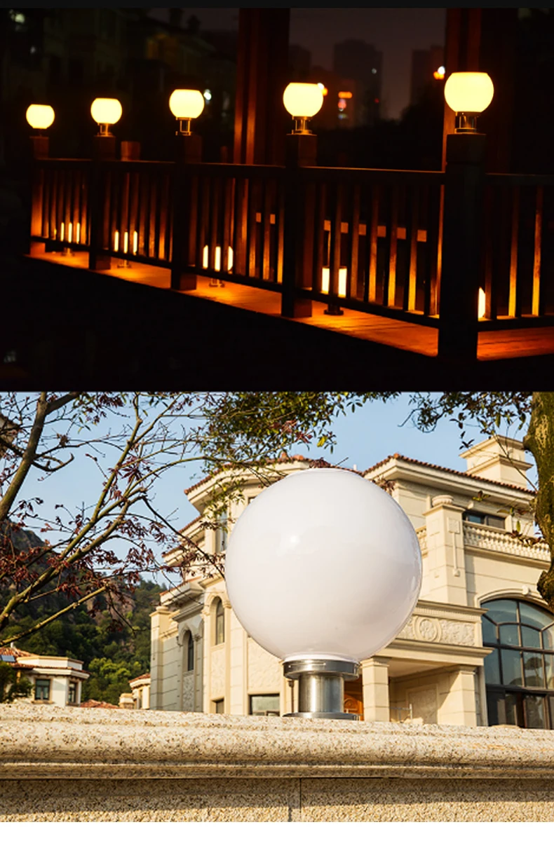 350MM Round Plastic Solar Fence Post Lights for Gardens