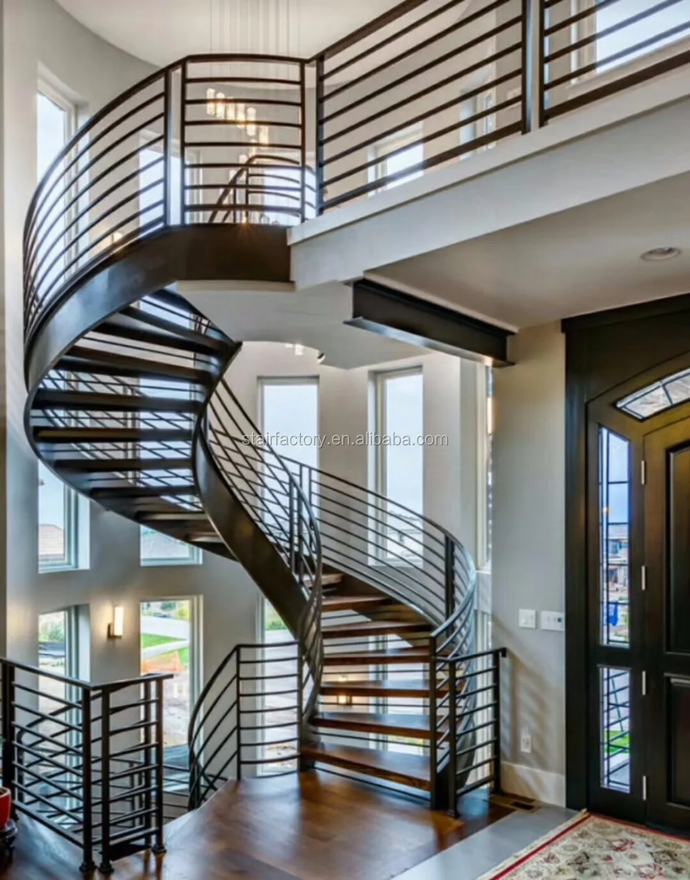 Modern Steel Staircase Indoor Curved Fabricated Steel Stairs Indoor ...