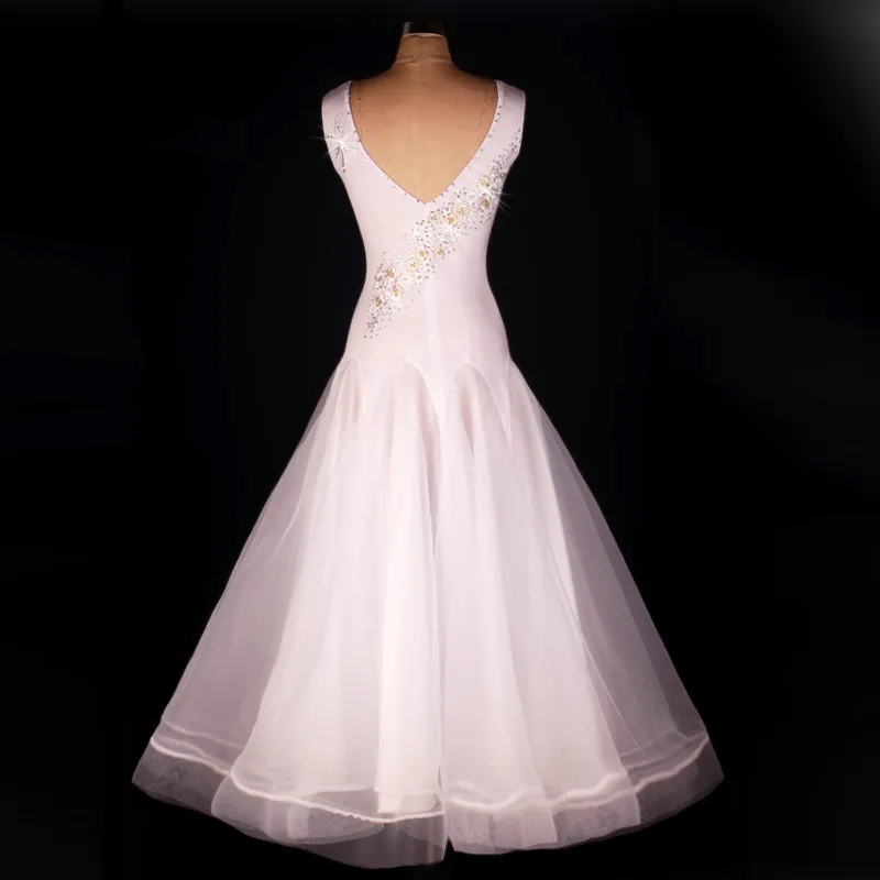 OCTM054 Women's Ballroom Dance Dress - Modern White Waltz