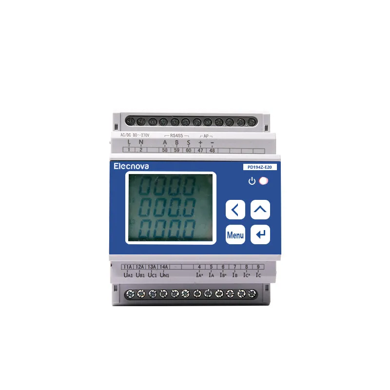 Elecnova energy management LCD Display RS485 harmonics 3 phase Din rail power analyzer meter ...