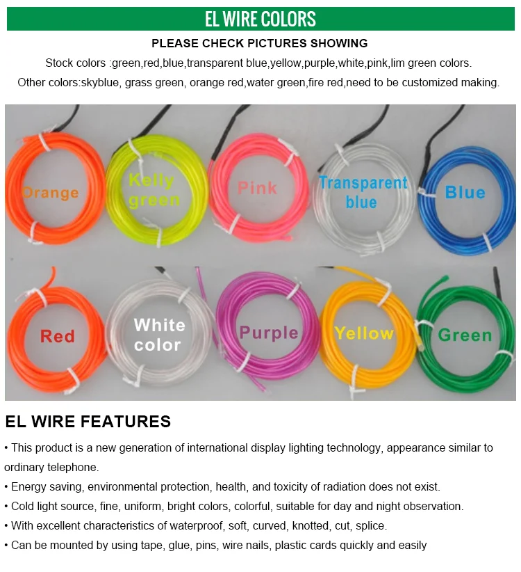 Multi color light neon glowing electroluminescent el wire| Alibaba.com