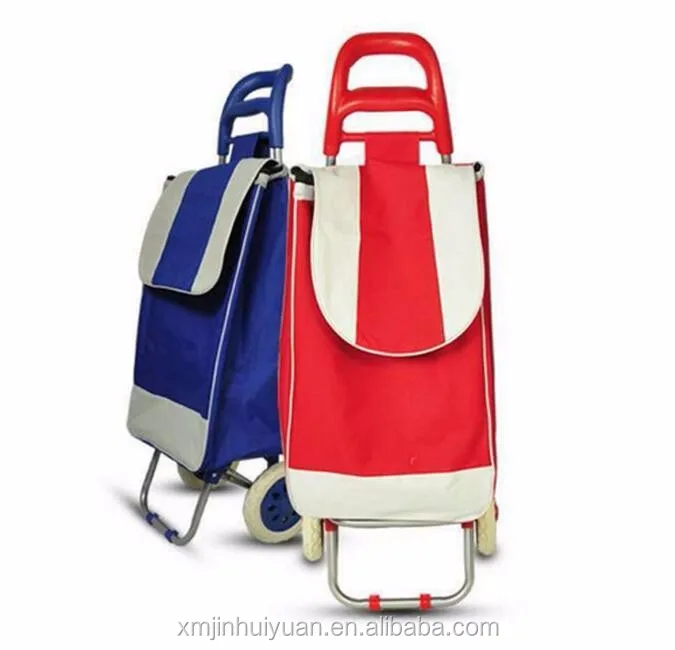 Folding Vegetable Trolley Shopping Bag with Two Wheels