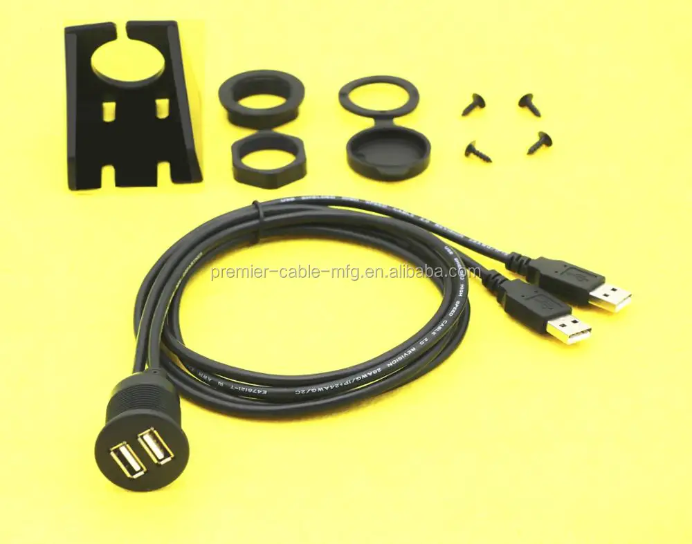 Car Boat Flush Mount Dual Usb 2.0a Male To 2x Extention Usb Cable Hub ...