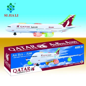 Kids Toys Qatar Air Bus Airliner Air Plane Model A380 With Light And ...